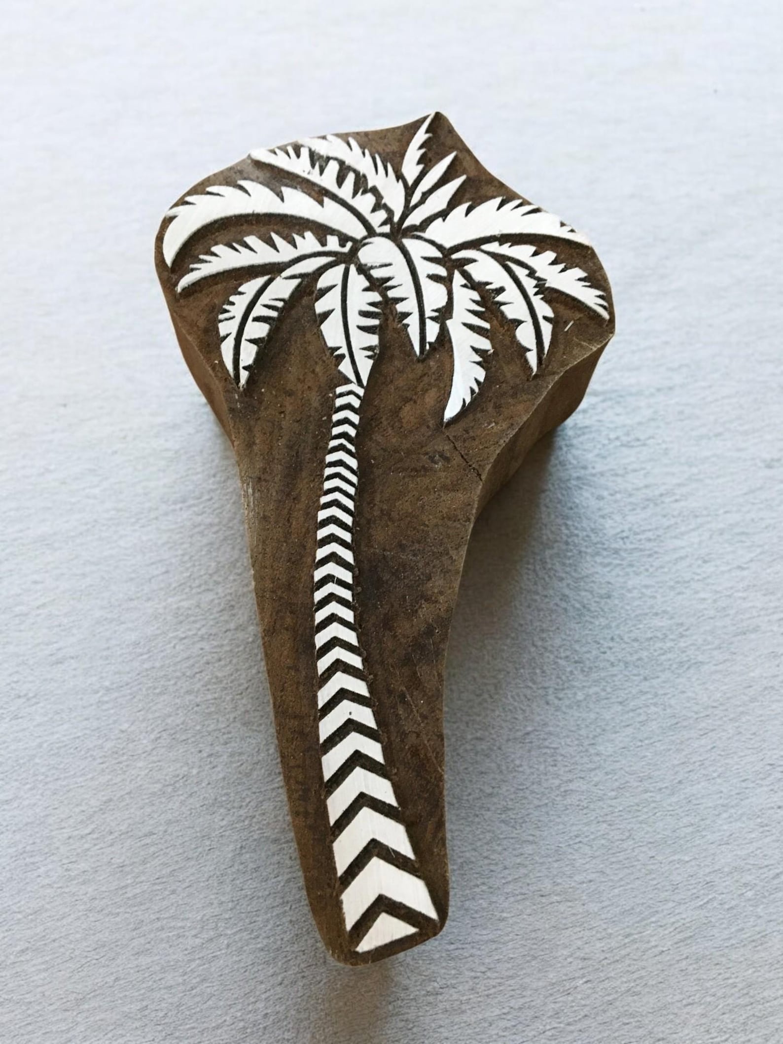 A Palm Tree, Hand Carved Indian Wood Printing Block; Textile Stamp ...