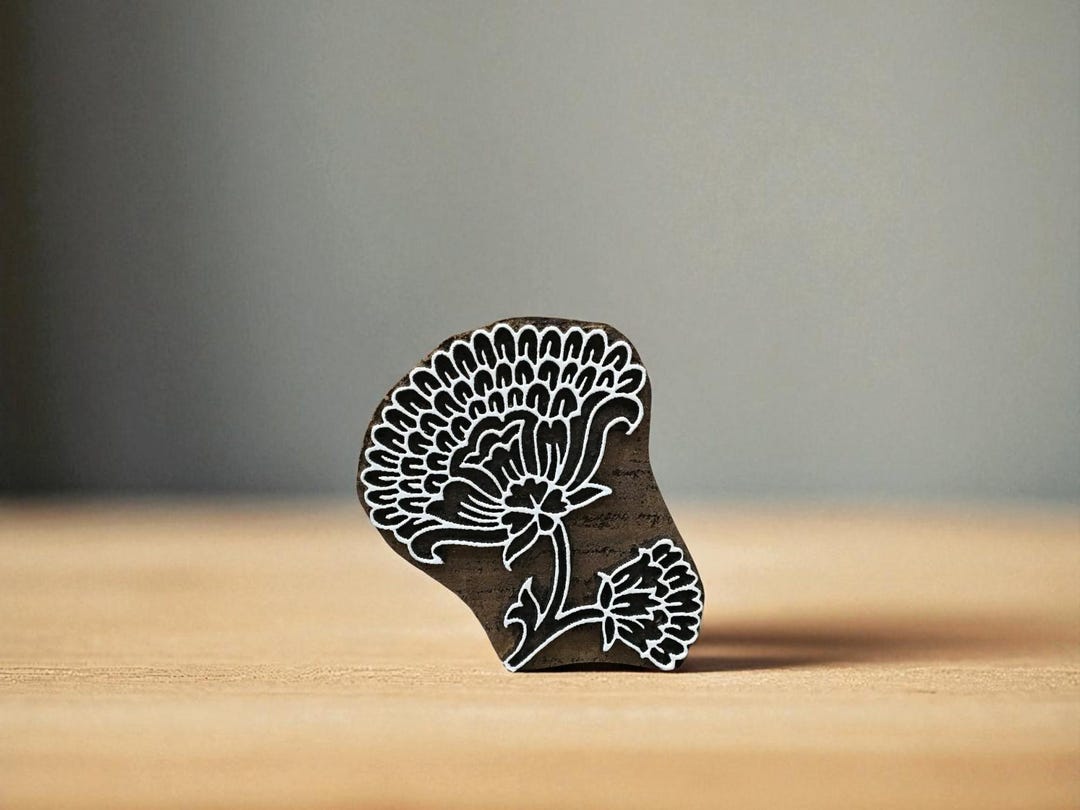 Marigold Flower, Hand Carved Indian Wood Printing Block; Textile Stamp ...
