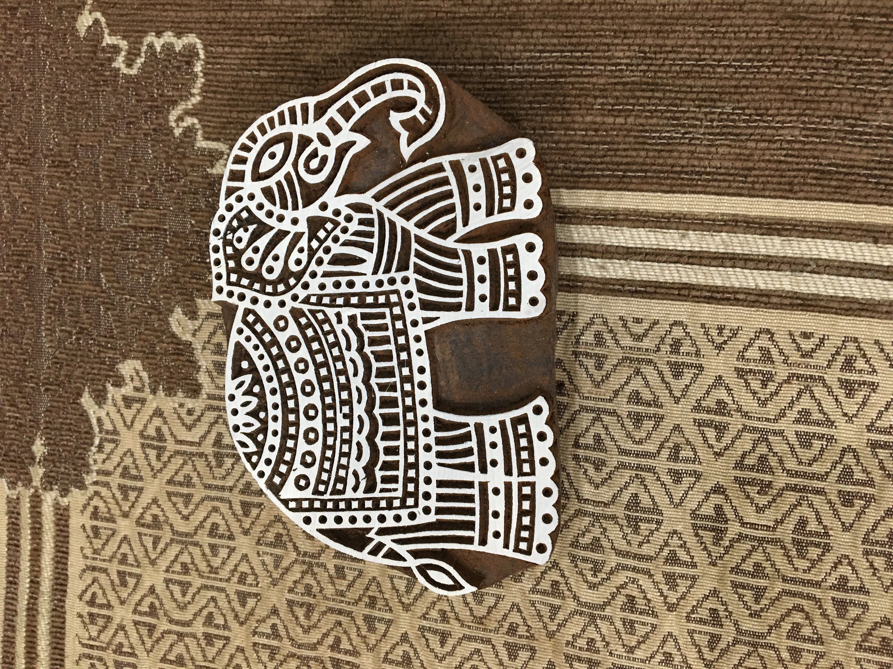 Indian Wooden Printing Block Large Detailed Elephant - Etsy