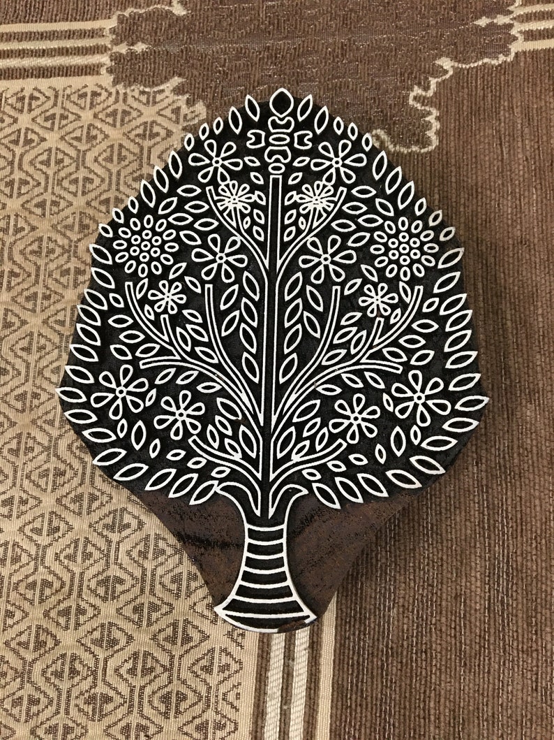 Full Bloom Leaves Tree, Wooden Stamp, Pottery Batik Print Block - Etsy