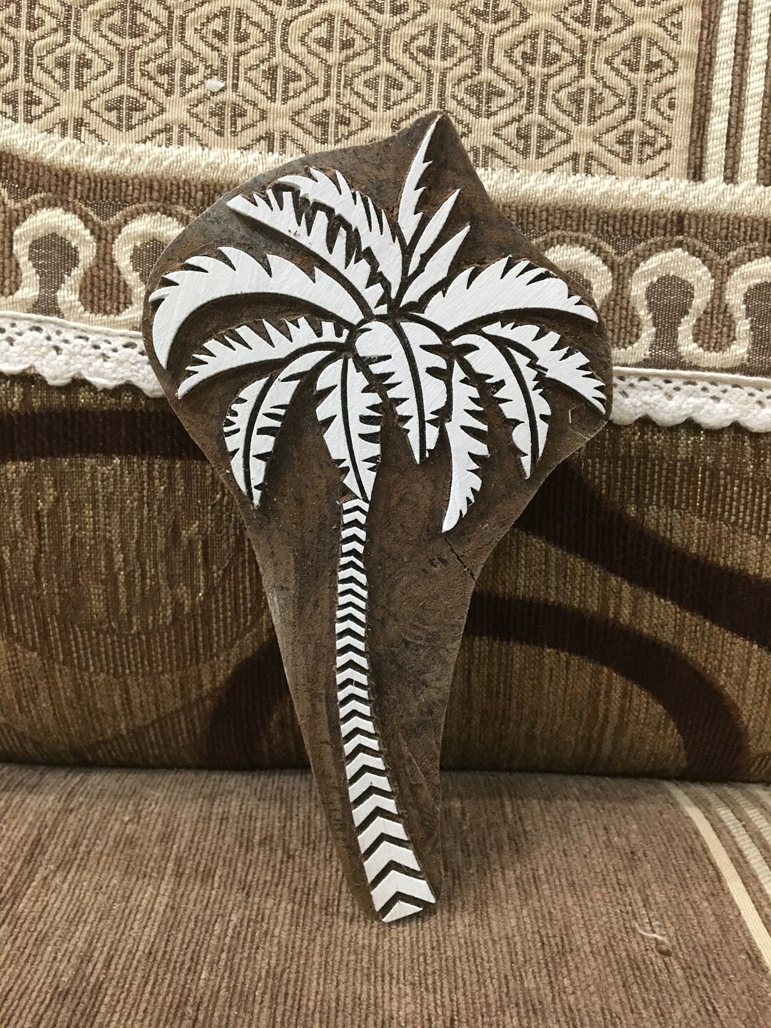 A Palm Tree, Hand Carved Indian Wood Printing Block; Textile Stamp ...