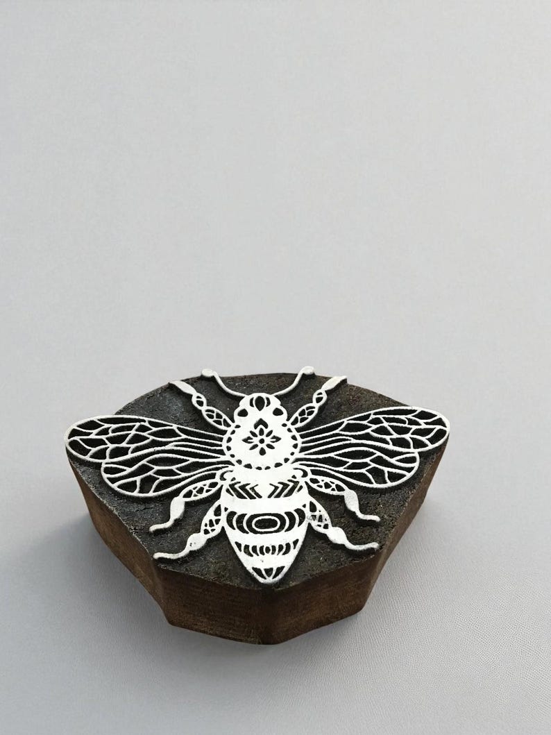 Teak Wood Queen Bee Stamp, Hand Carved Indian Printing Block - Etsy ...