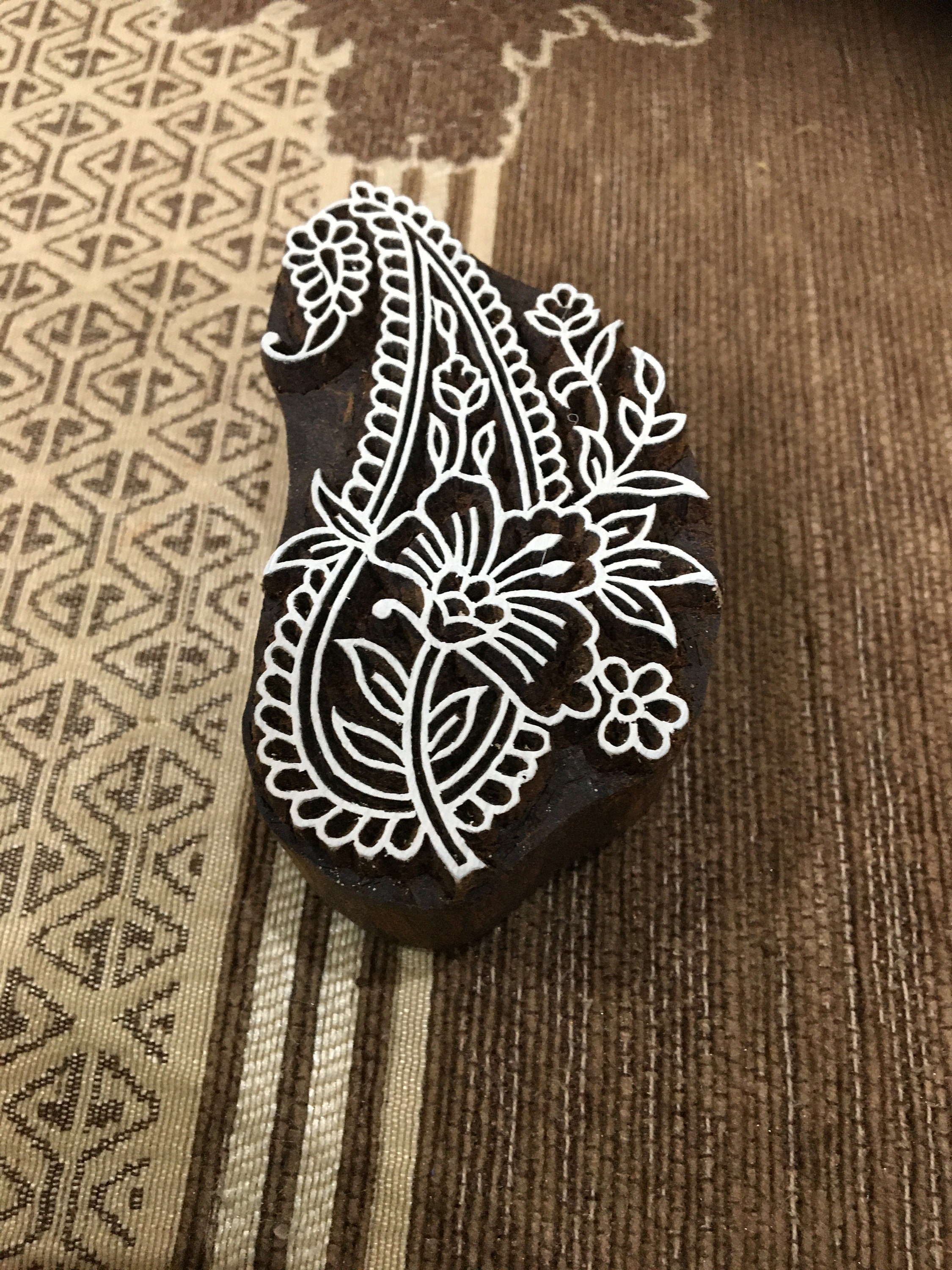 A Stylized Paisley Hand Carved Indian Wood Printing Block - Etsy