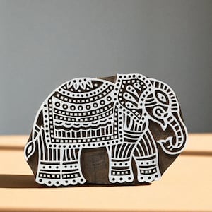 Indian Wooden Printing Block - Large Detailed Elephant - Etsy