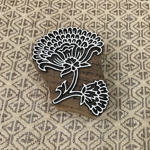 Marigold Flower, Hand Carved Indian Wood Printing Block; Textile Stamp ...