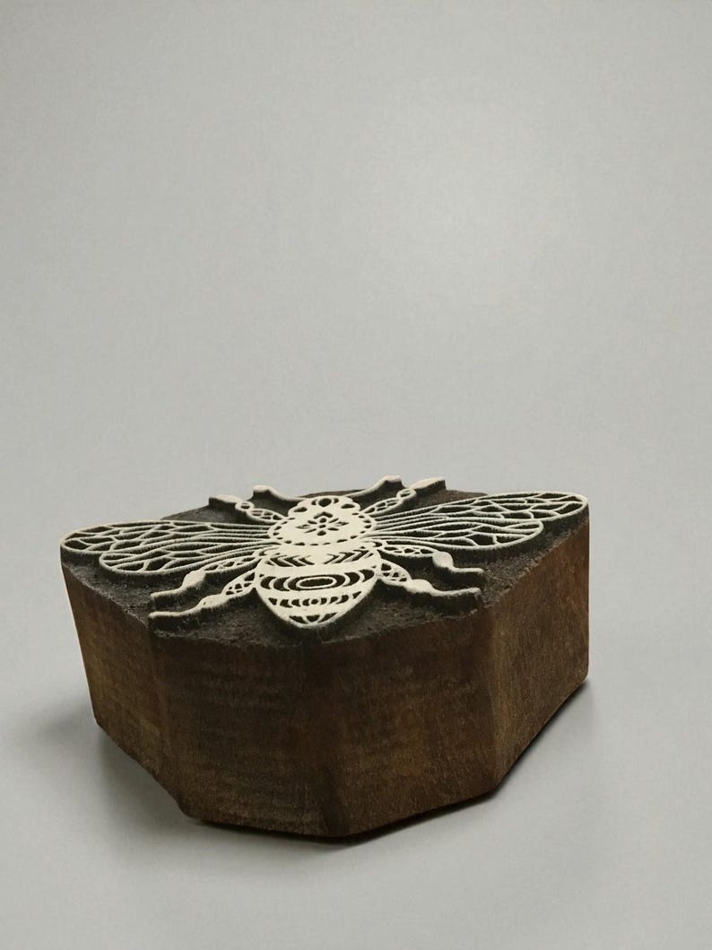 Teak Wood Queen Bee Stamp, Hand Carved Indian Printing Block - Etsy ...