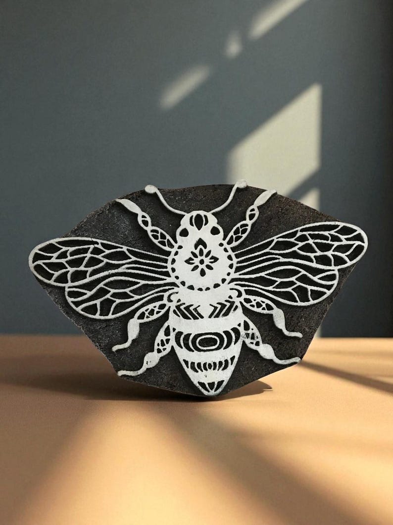 Teak Wood Queen Bee Stamp, Hand Carved Indian Printing Block - Etsy ...