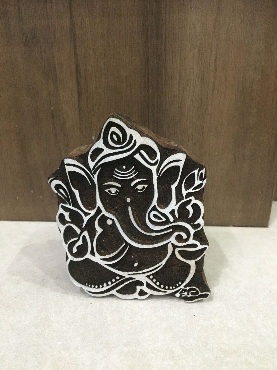 Fair Trade Ganesh Design Carved Indian Wooden Printing Block Stamp Hand ...