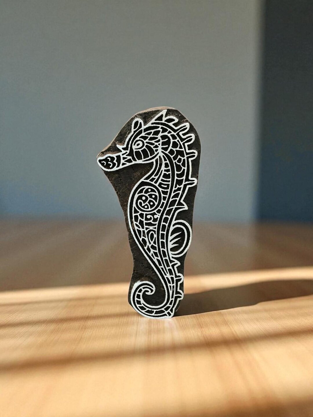 Zentangle Seahorse, Hand Carved Indian Wood Printing Block; Textile ...