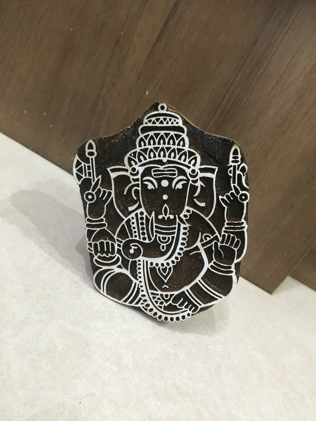 Fair Trade Ganesh Design Carved Indian Wooden Printing Block Stamp Hand ...