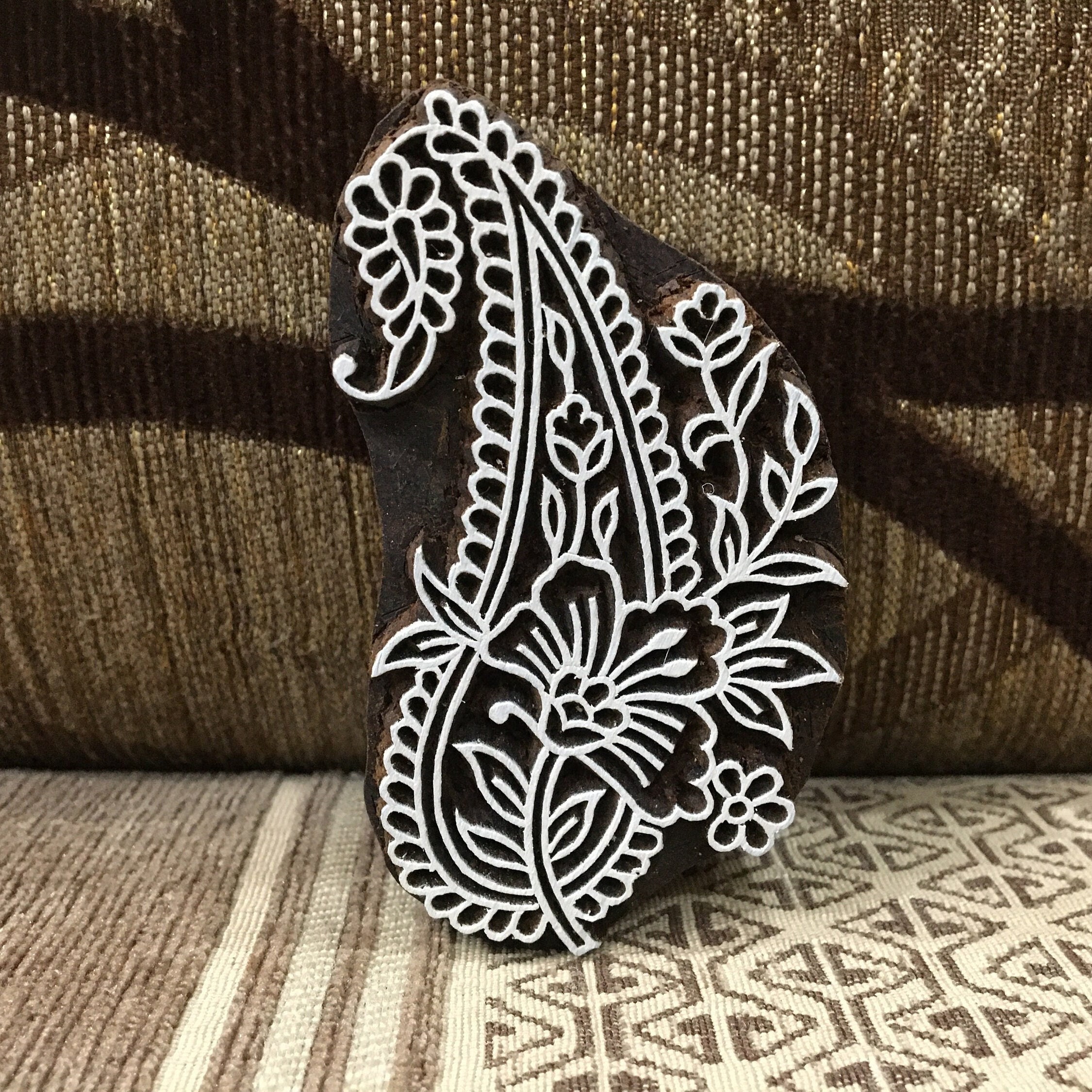 A Stylized Paisley Hand Carved Indian Wood Printing Block - Etsy