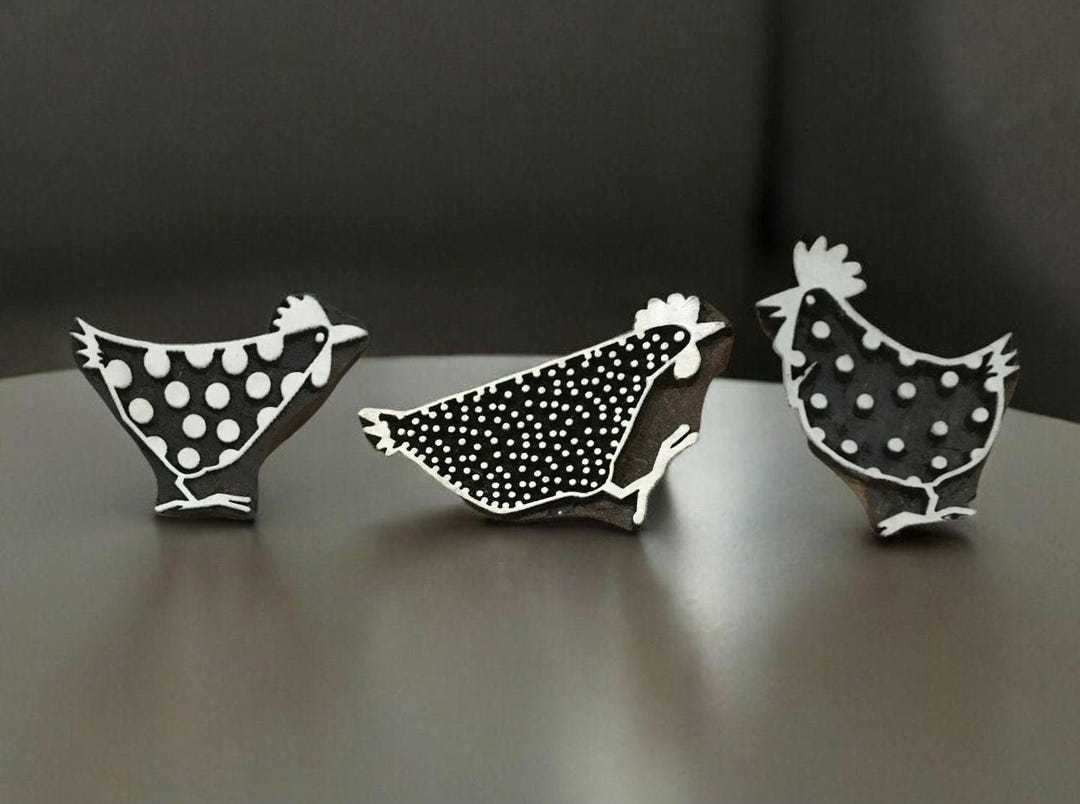 Funky Chickens Indian Wooden Printing Block, Batik Stamp - Etsy