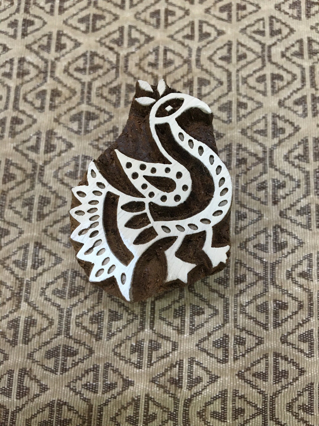 Sitting Peacock Hand Carved Wood Block Stamp, Traditional Stamp Block ...