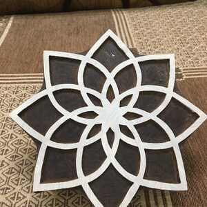 Geomeric Lotus Flower Hand Carved Indian Wood Printing Block Textile ...