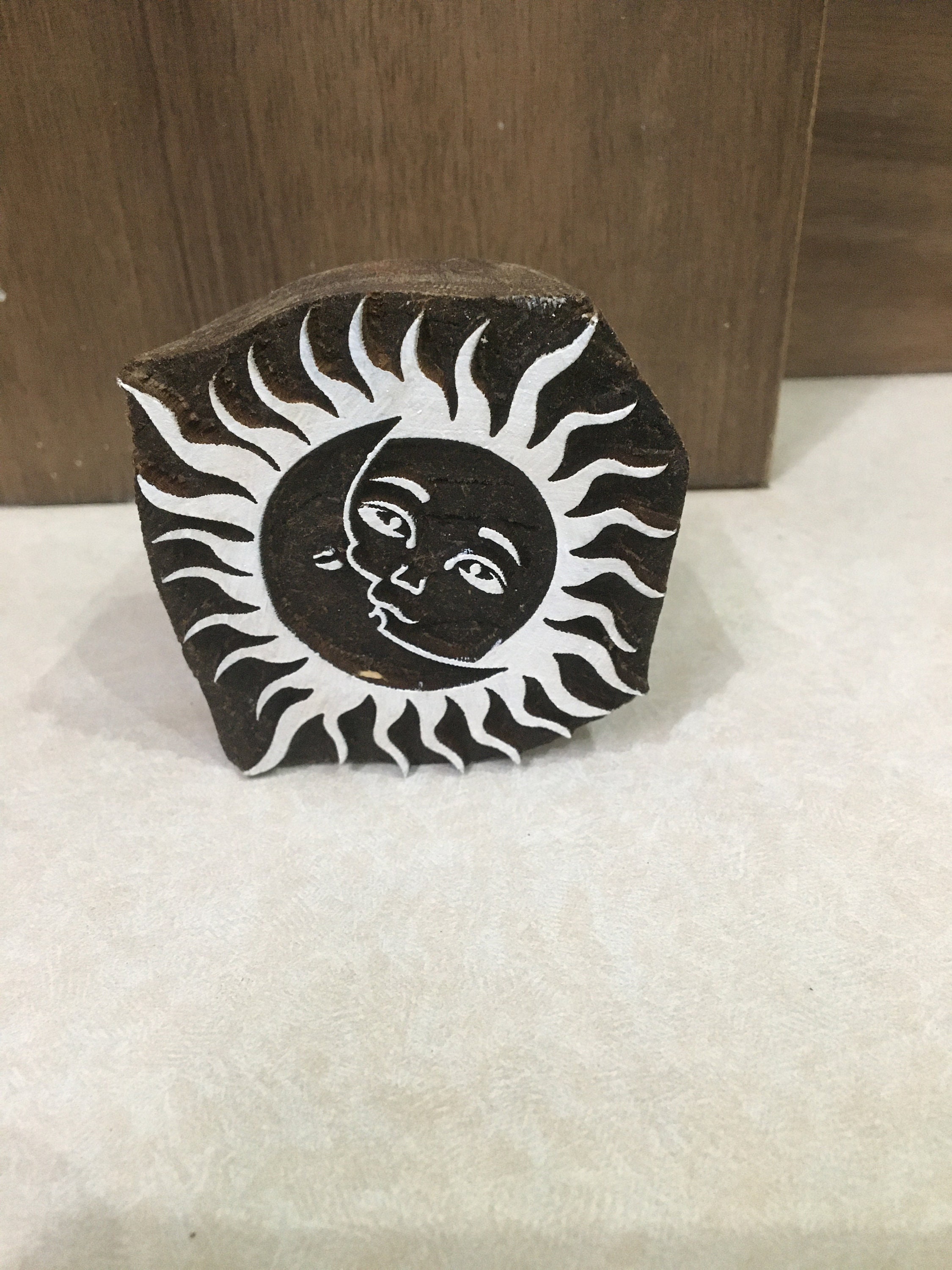 Sun & Moon Conjunction Stamp, Wooden Stamp, Celestial Textile Stamp ...