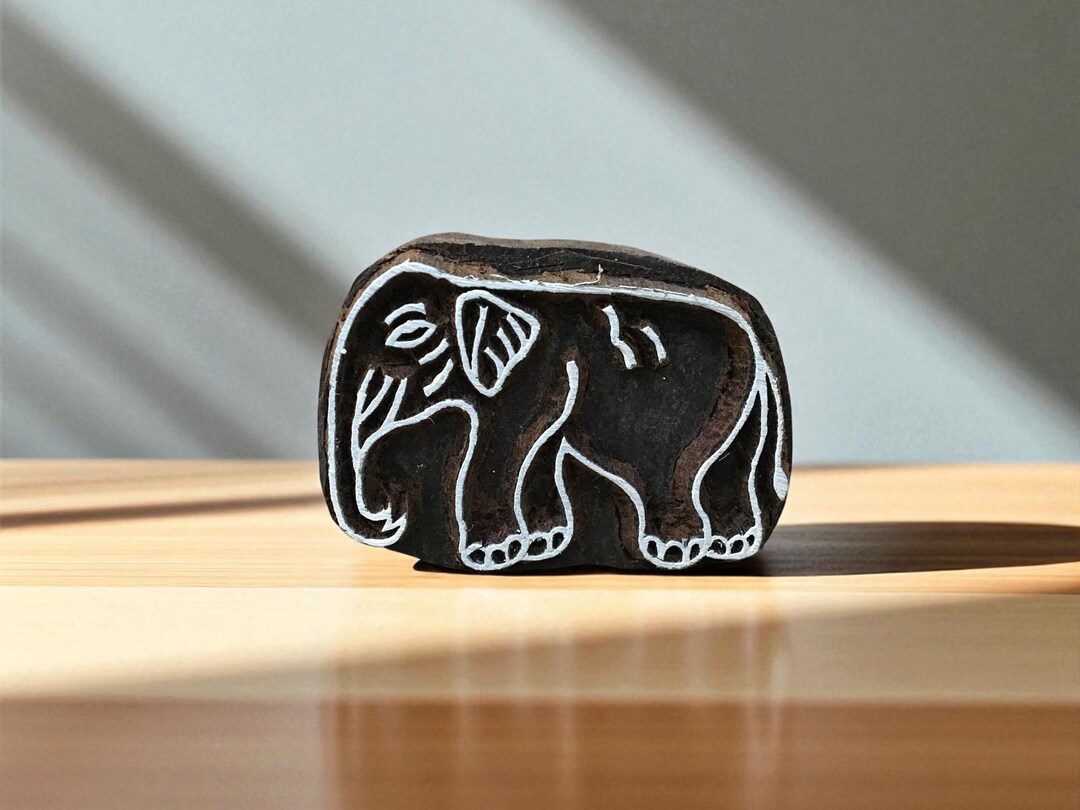 Indian Wooden Printing Block - Walking Elephant - Etsy