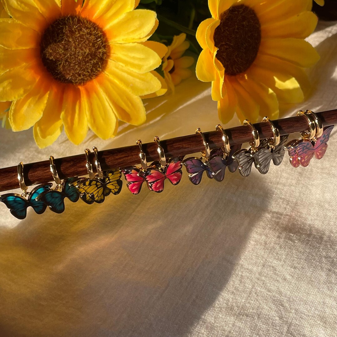 Colourful 18k Gold Filled Butterfly Huggie Hoops, Bright Summer ...