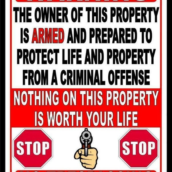 Armed Warning Sign - Etsy