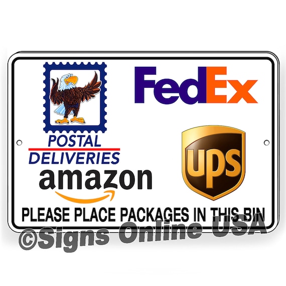 Delivery Instructions Please Place Packages in Bin Metal Sign - Etsy