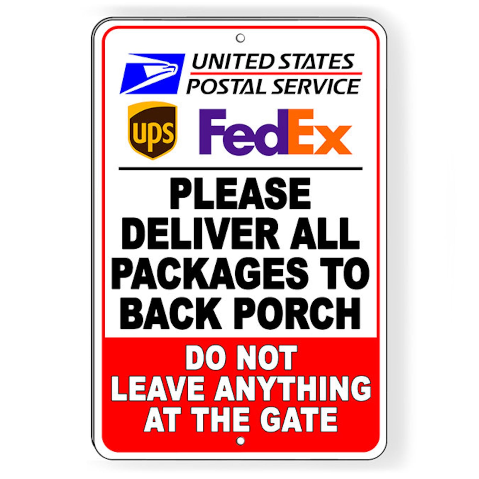 Deliver Packages To Back Porch Do Not Leave At Gate Metal Sign | Etsy