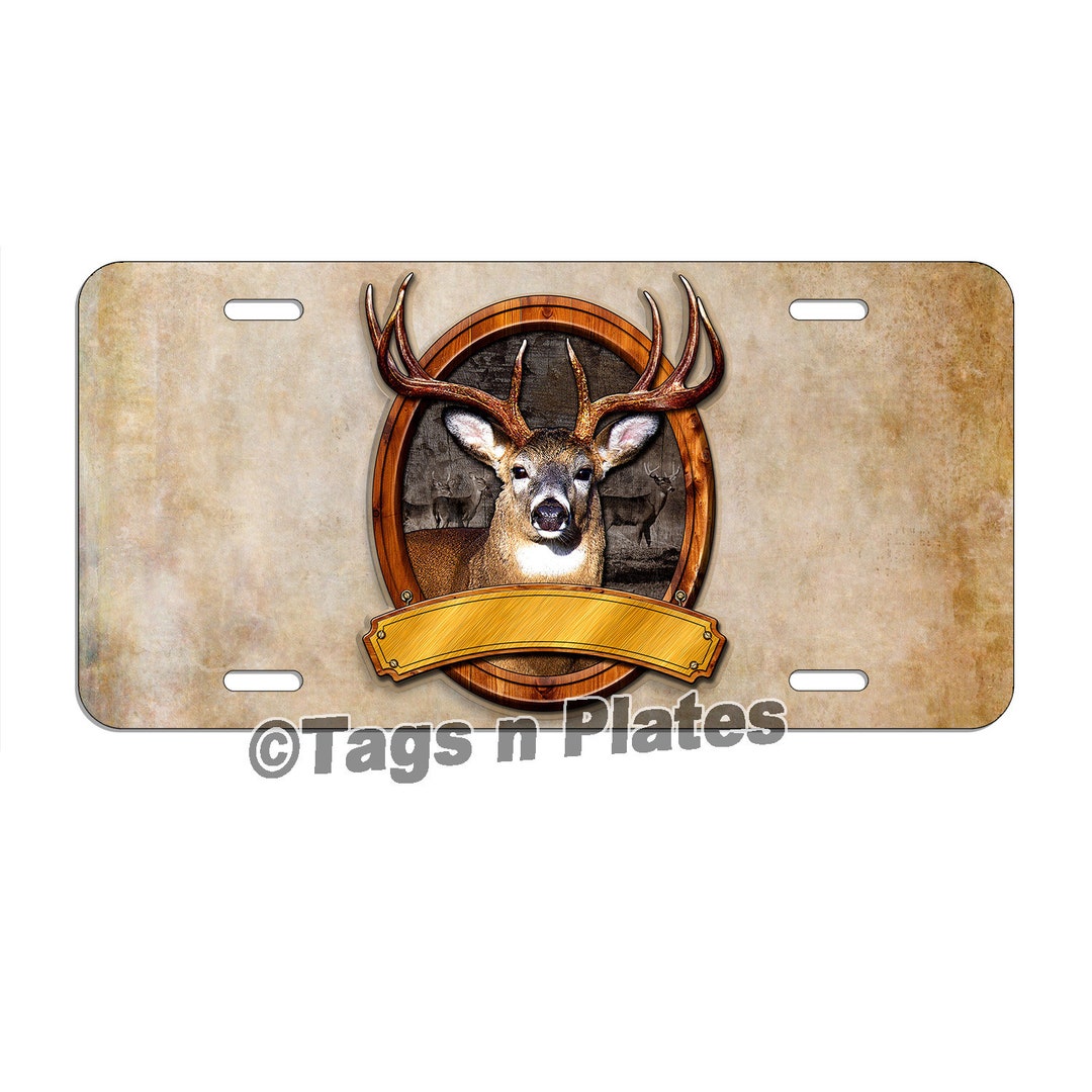 Deer Hunting Hunter License Plate Tag or Decal Personalized Buck Doe ...