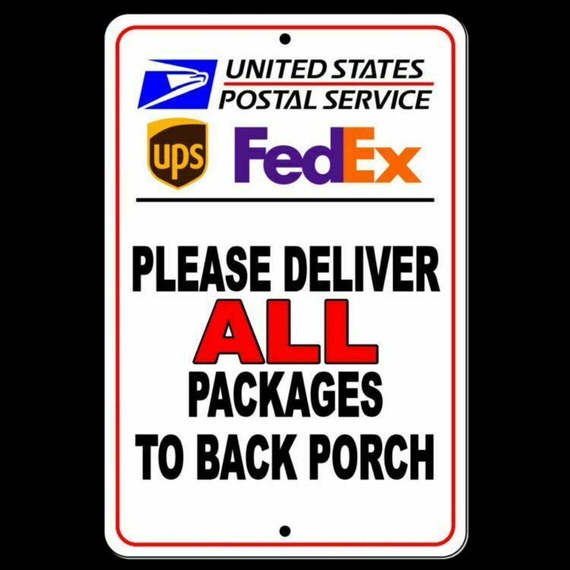 Deliver All Packages to Back Porch Sign Metal Delivery Warning I022 - Etsy