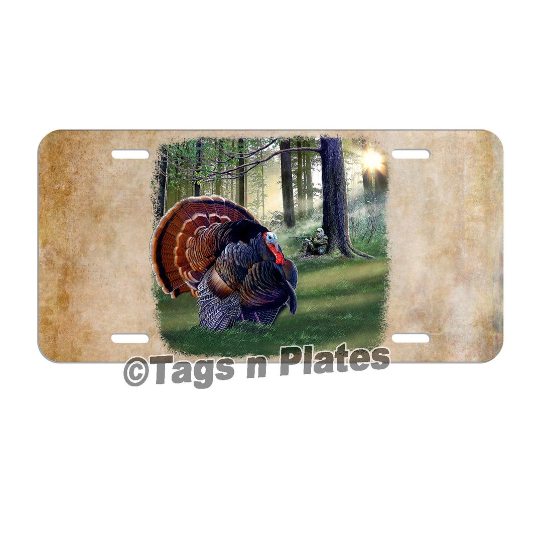 Wild Turkey Hunting Hunter License Plate Tag or Decal Personalized Deer ...