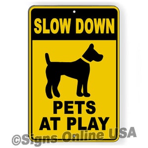 Pets at Play Slow Down Dog Sign / Decal / Warning Speed Mph Safety Cat ...