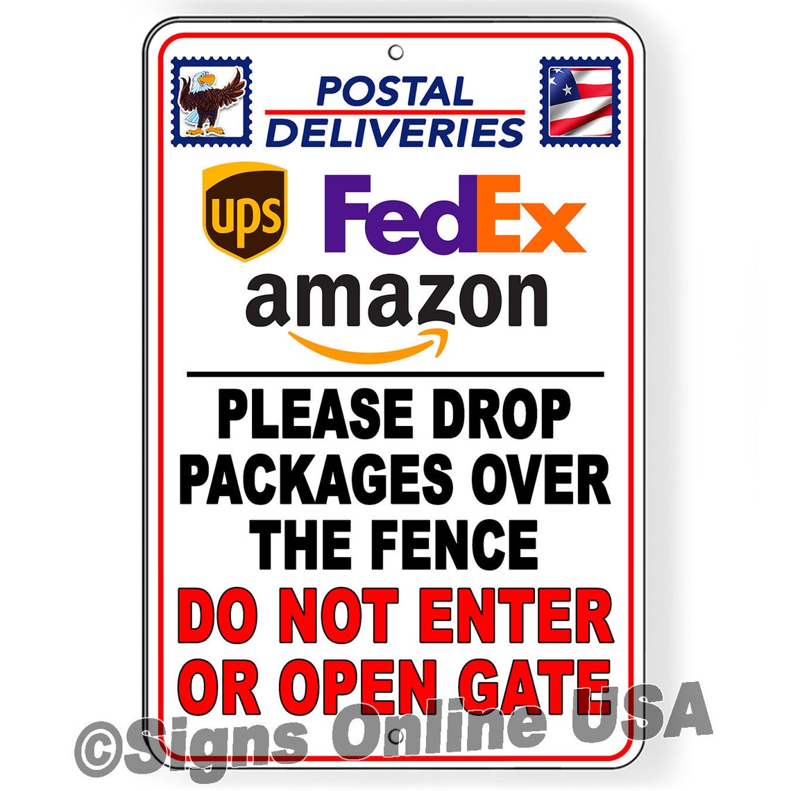 Please Drop Packages Over the Fence Do Not Enter or Open Gate - Etsy