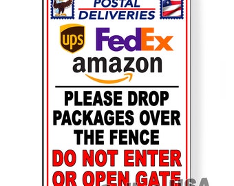Do Not Throw Packages Over Fence Dog Will Destroy Metal Sign USPS SI091 ...