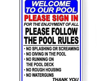 No Running Pool Sign - Etsy