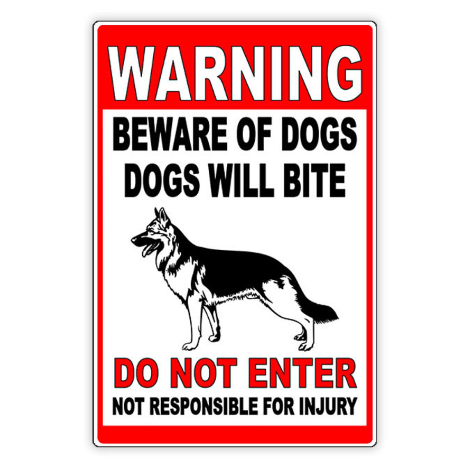 Beware of Dogs Dogs Will Bite Do Not Enter Sign / Decal Security Beware ...