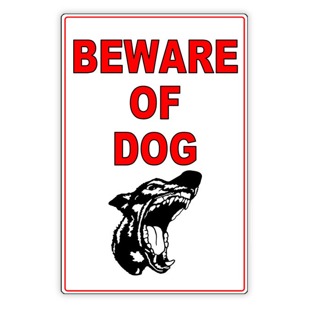 Beware of Dog Sign / Decal Security Beware Attack Warning Caution Sign ...