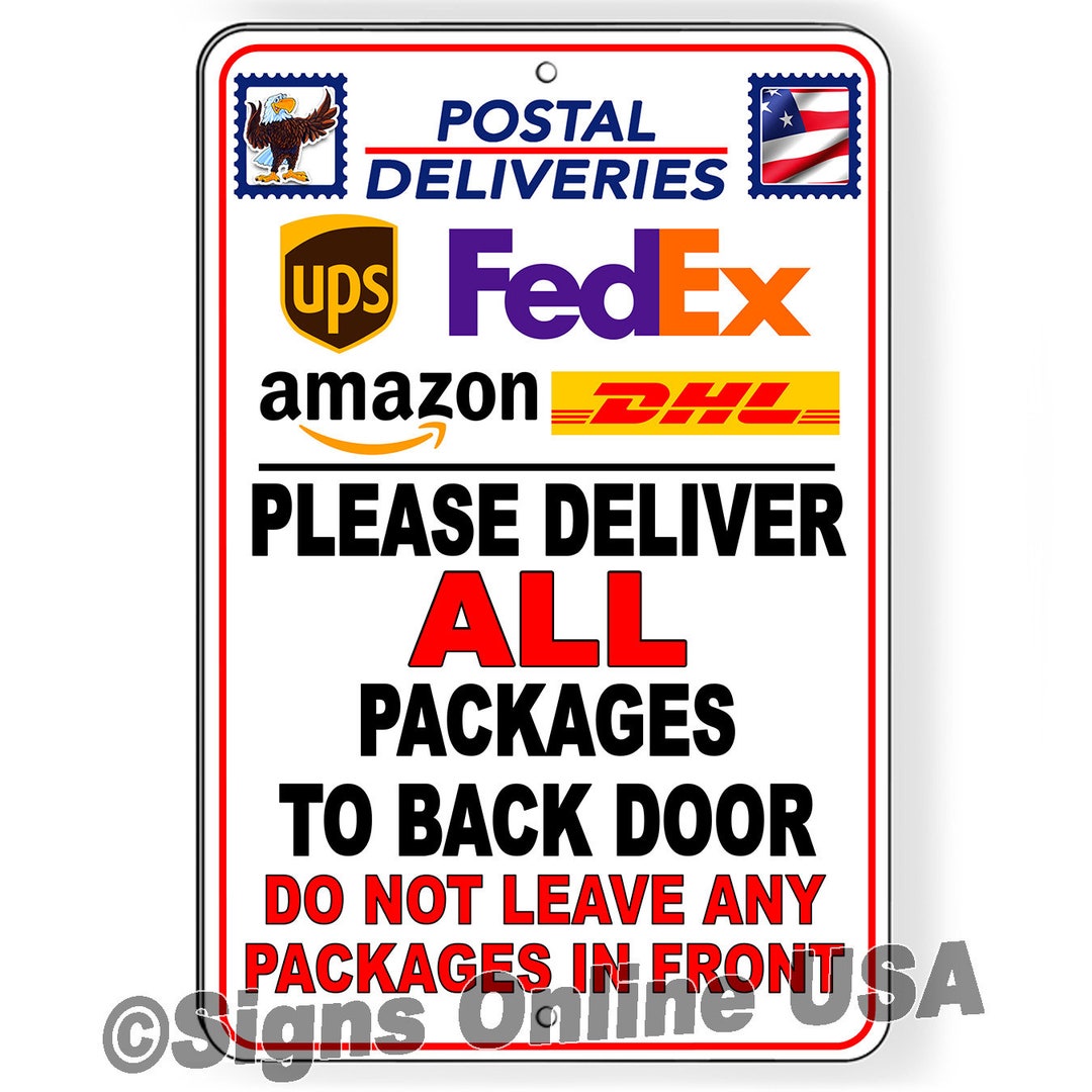 Deliver Packages to Back Door Do Not Leave in Front Sign/ Magnetic Sign ...
