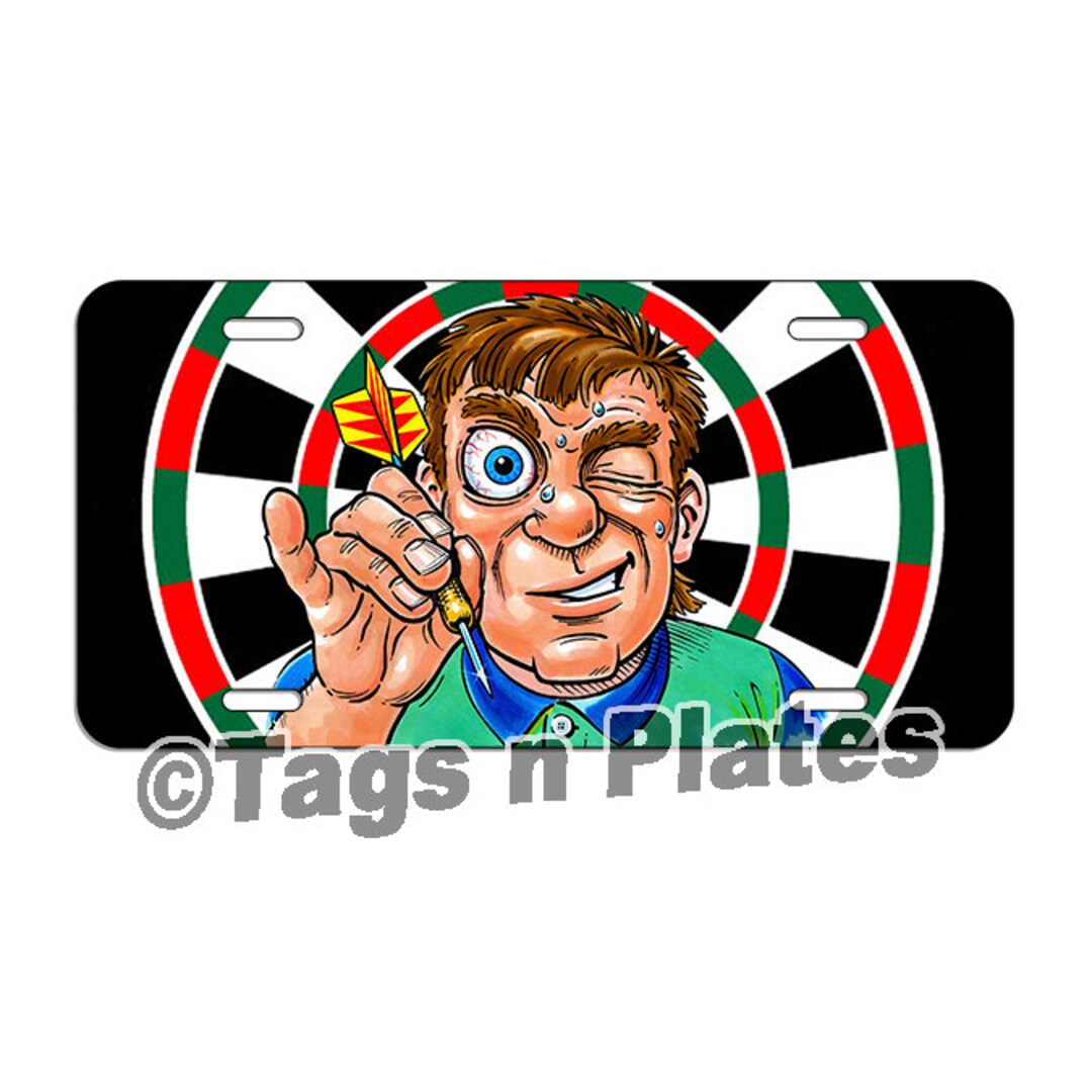 Dart Player League Throwing License Plate Tag or Decal Personalized Man ...