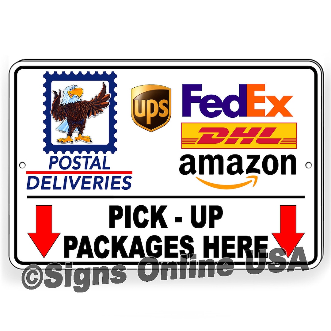 Pick up Packages Here Arrows Down Metal Sign / Magnetic Sign / Decal ...