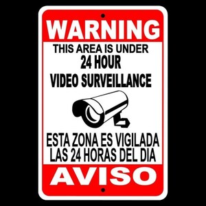 Spanish English Warning Protected by Video Surveillance Sign / Decal ...