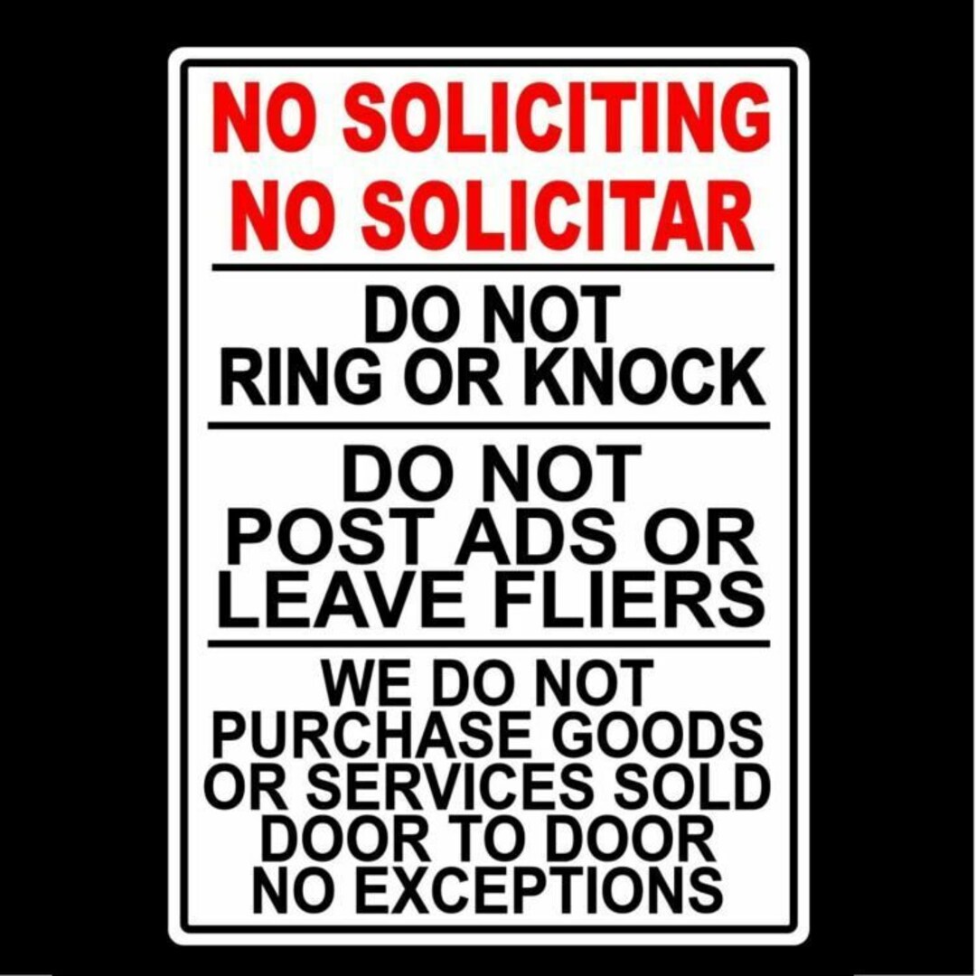 No Soliciting No Solicitar Do Not Ring Knock No Sales People Sign ...