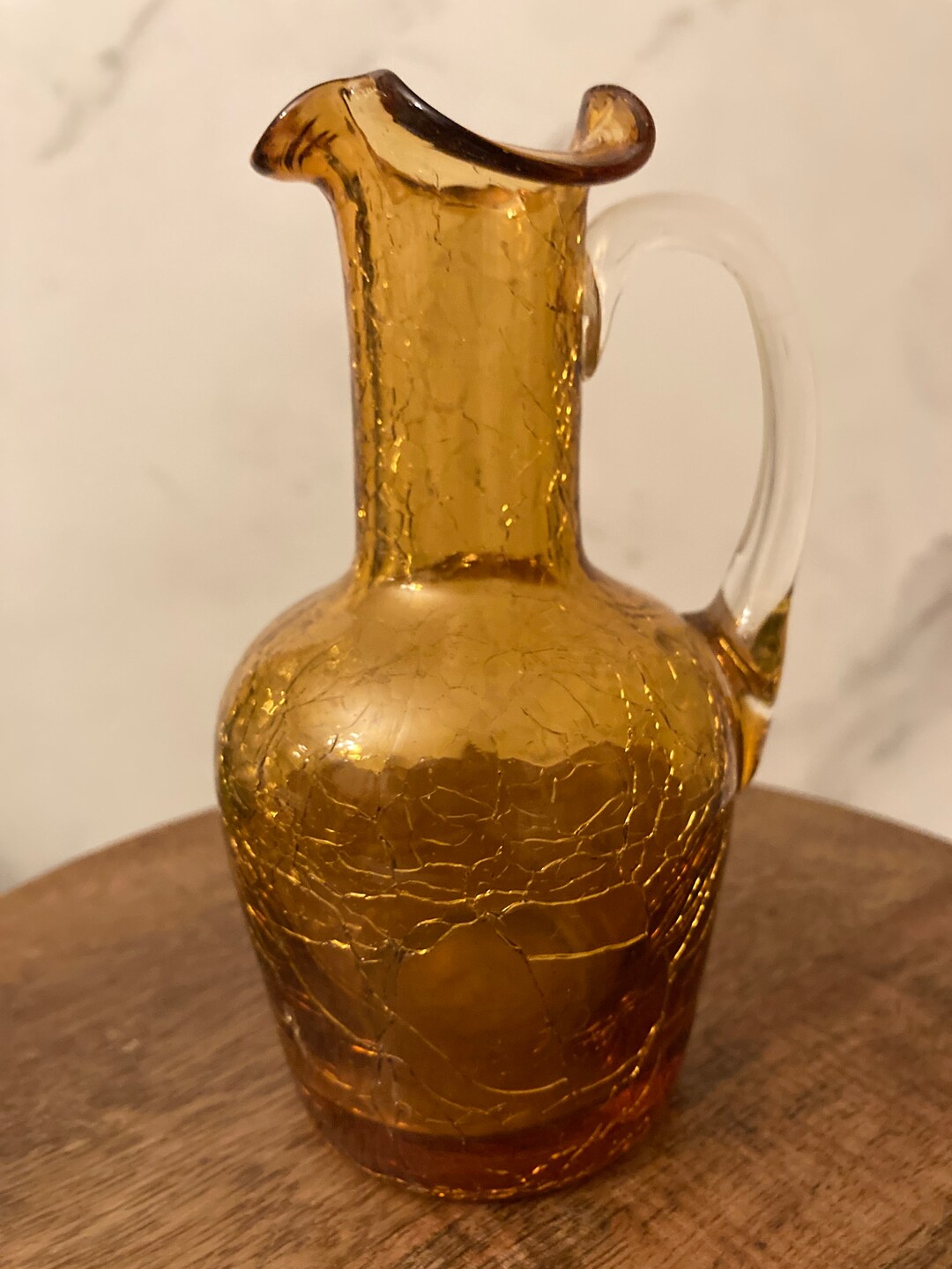 Vintage Amber Pilgrim Crackle Glass Small Pitcher Creamer for Fall ...