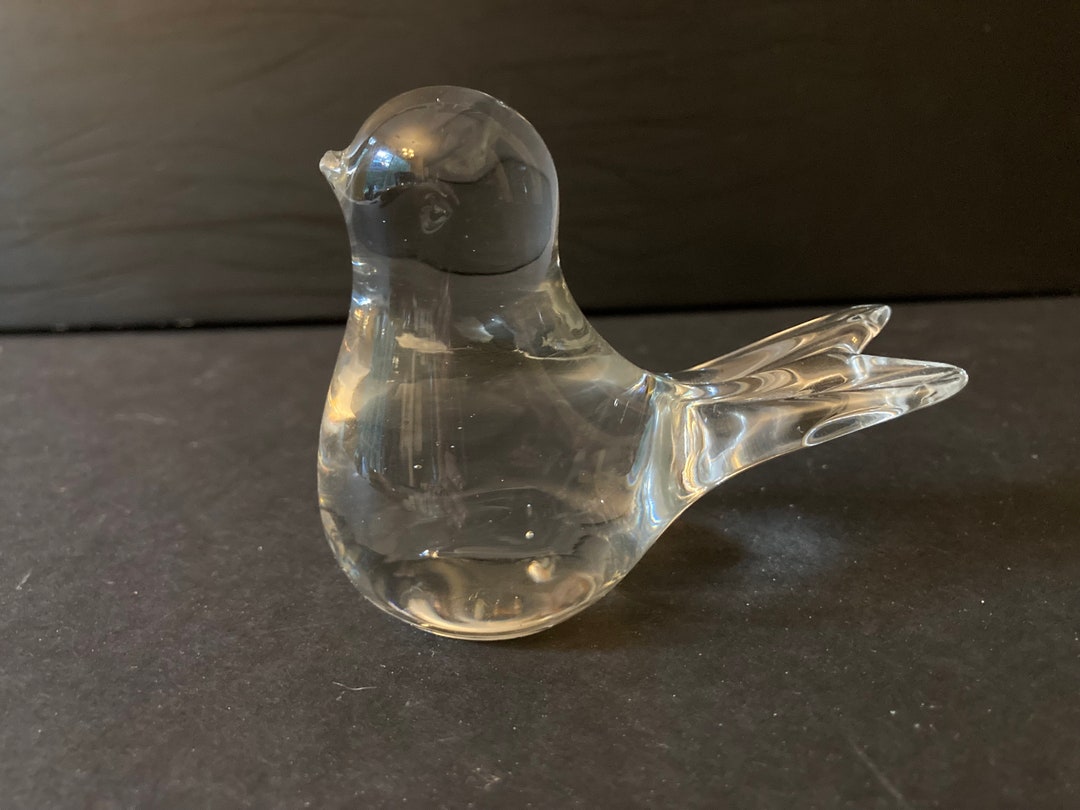 Clear Glass Bird Figurine - Etsy