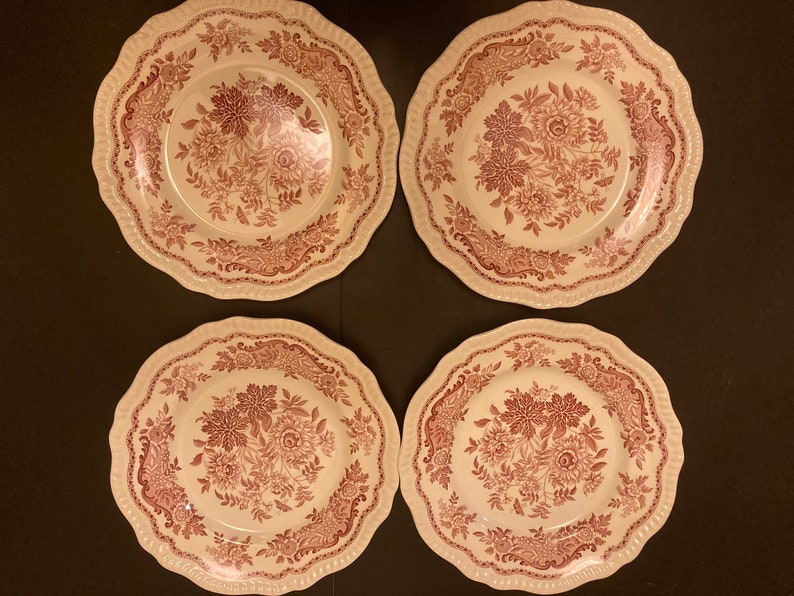 Spode Regency Series Jasmine Cranberry Red Dinner Plates, Set of 4 - Etsy