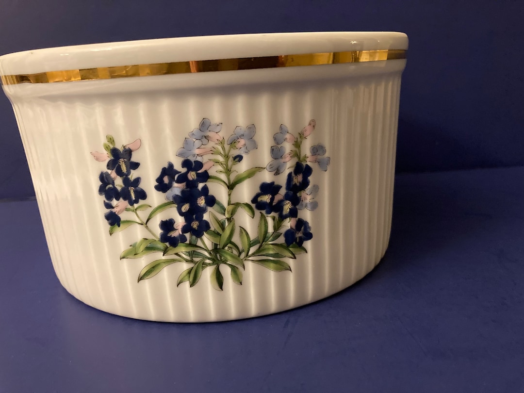 Spode 7” Soufflé Casserole Baking Dish With Purple Violet Flowers - Etsy