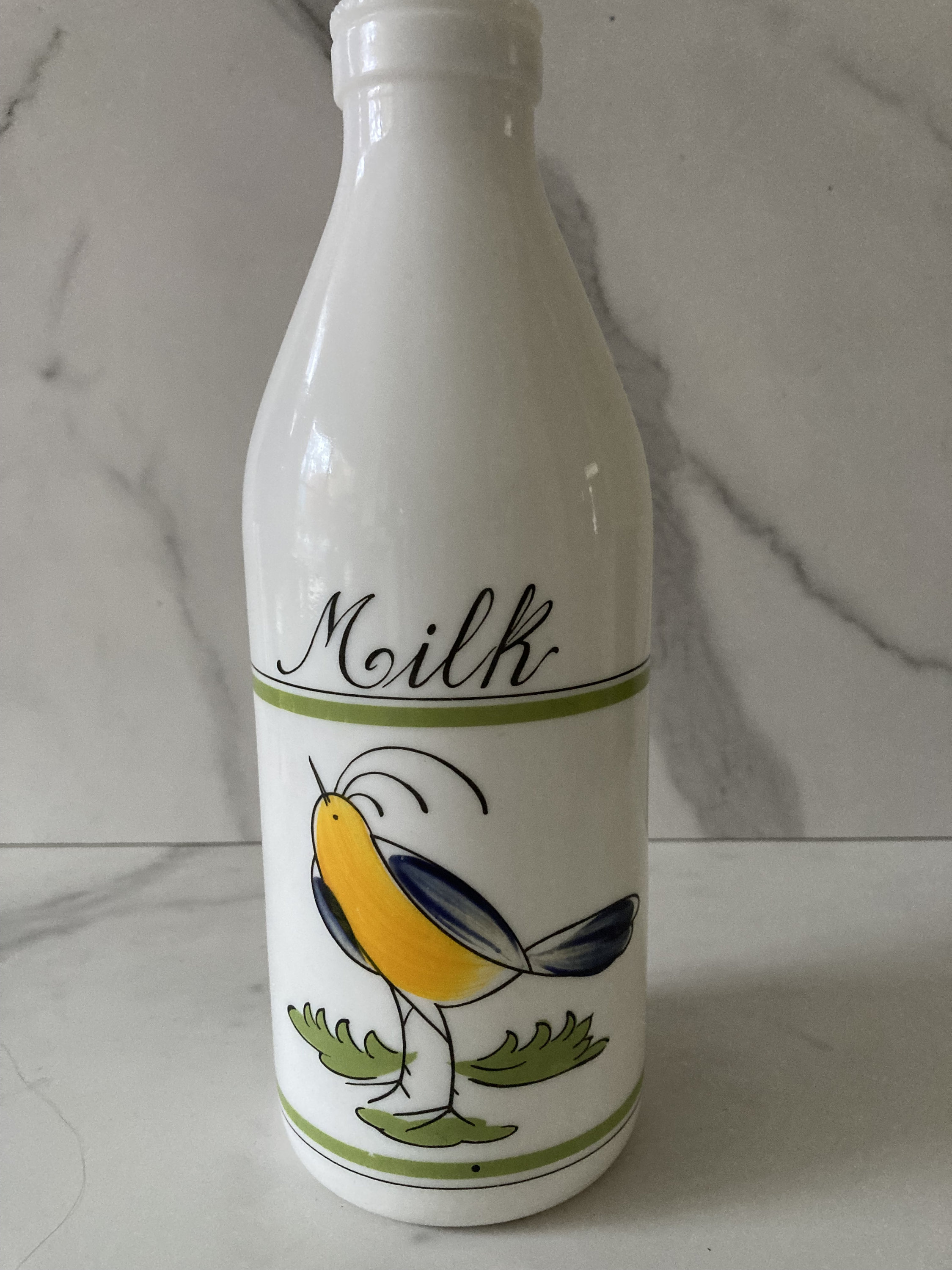 Vintage Italian Egizia Milk Glass Milk Bottle With Bird - Etsy