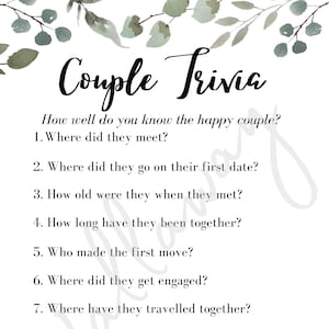 Engagement Party/ Wedding Couple Trivia Game - How Well Do You Know the ...