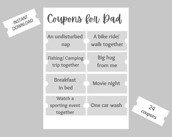 Father's Day Coupons | Fathers Day Gift | Coupon Activity Cards | Dad ...
