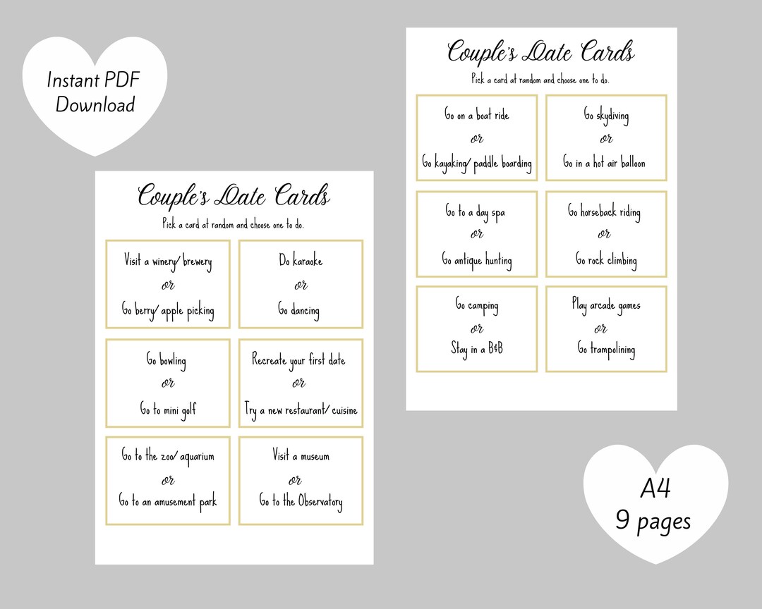 50 Couple's Date Cards Pick or Choose Your Fun Date - Etsy