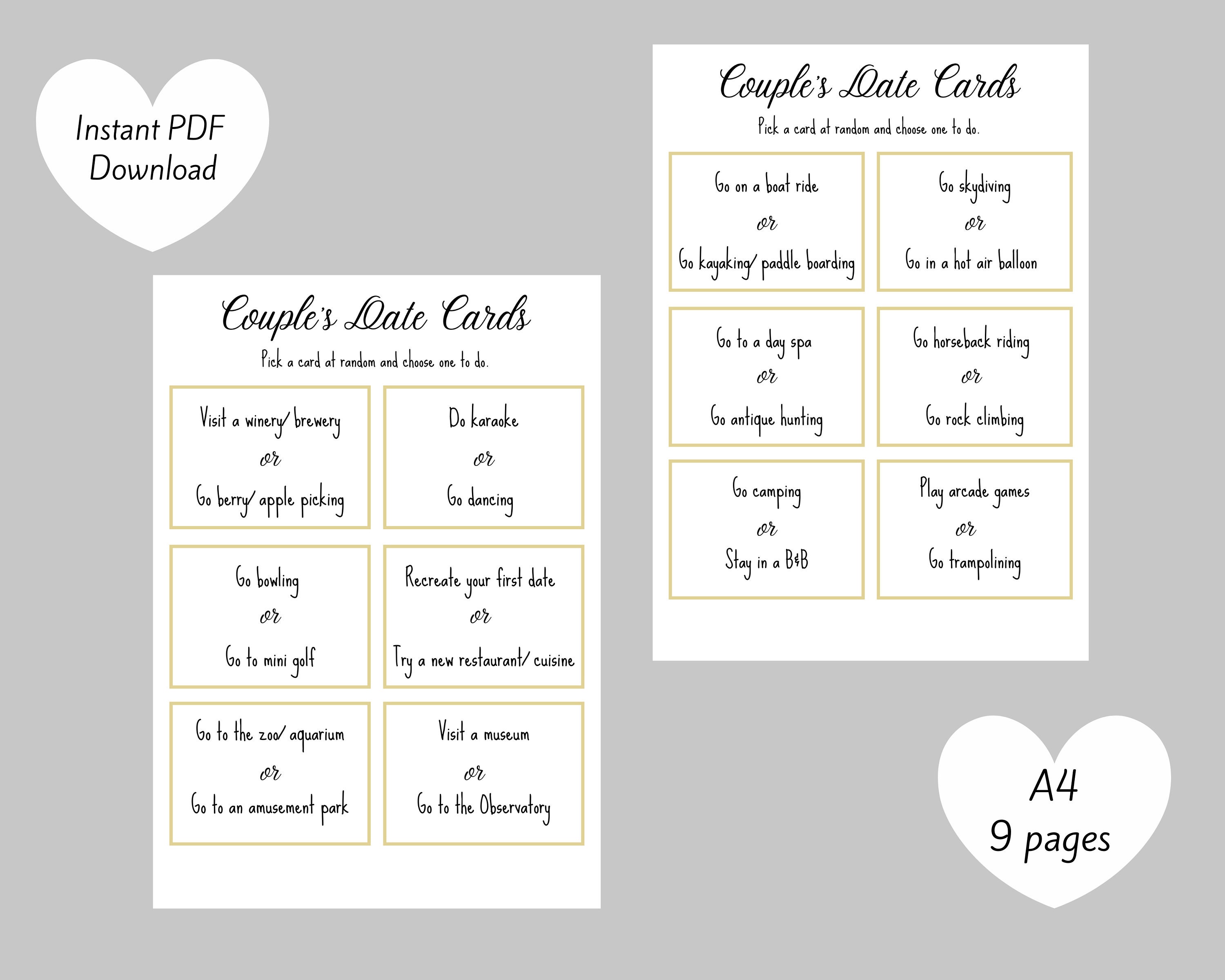 50+ Couple's Date Cards - Pick or Choose Your Fun Date - Etsy