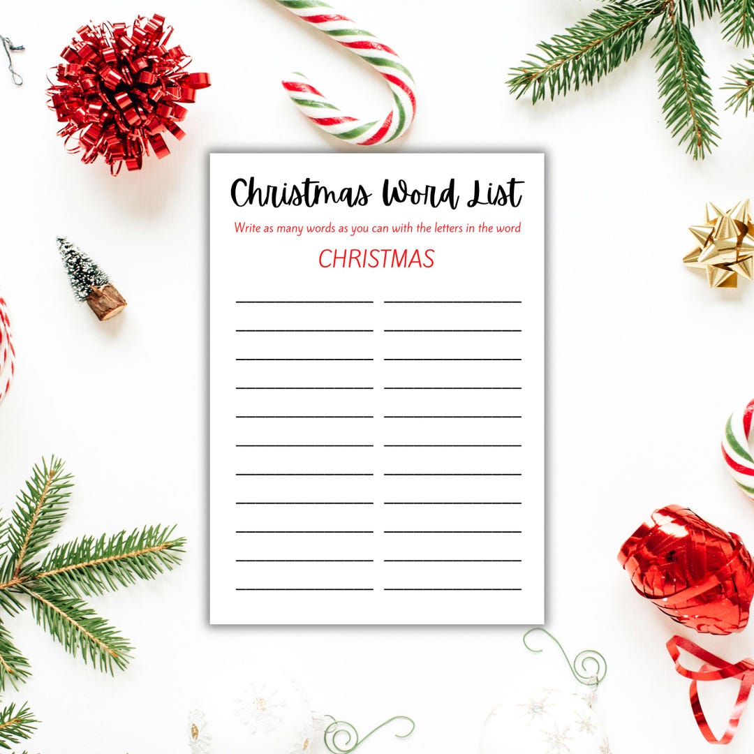 Christmas Word Game Printable - Word List - Etsy Australia