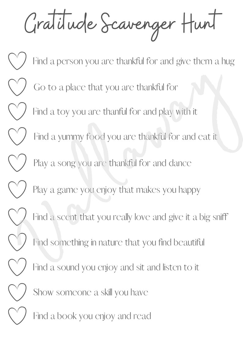 Gratitude Scavenger Hunt Kids Activity to Teach Gratefulness - Etsy ...