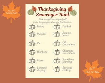 Thanksgiving Find the Guest Game Thanksgiving Scavenger Hunt ...